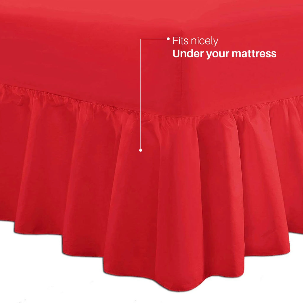 Buy Frilled Fitted Valanced Sheet in rich red - Extra Deep – DTEX HOMES